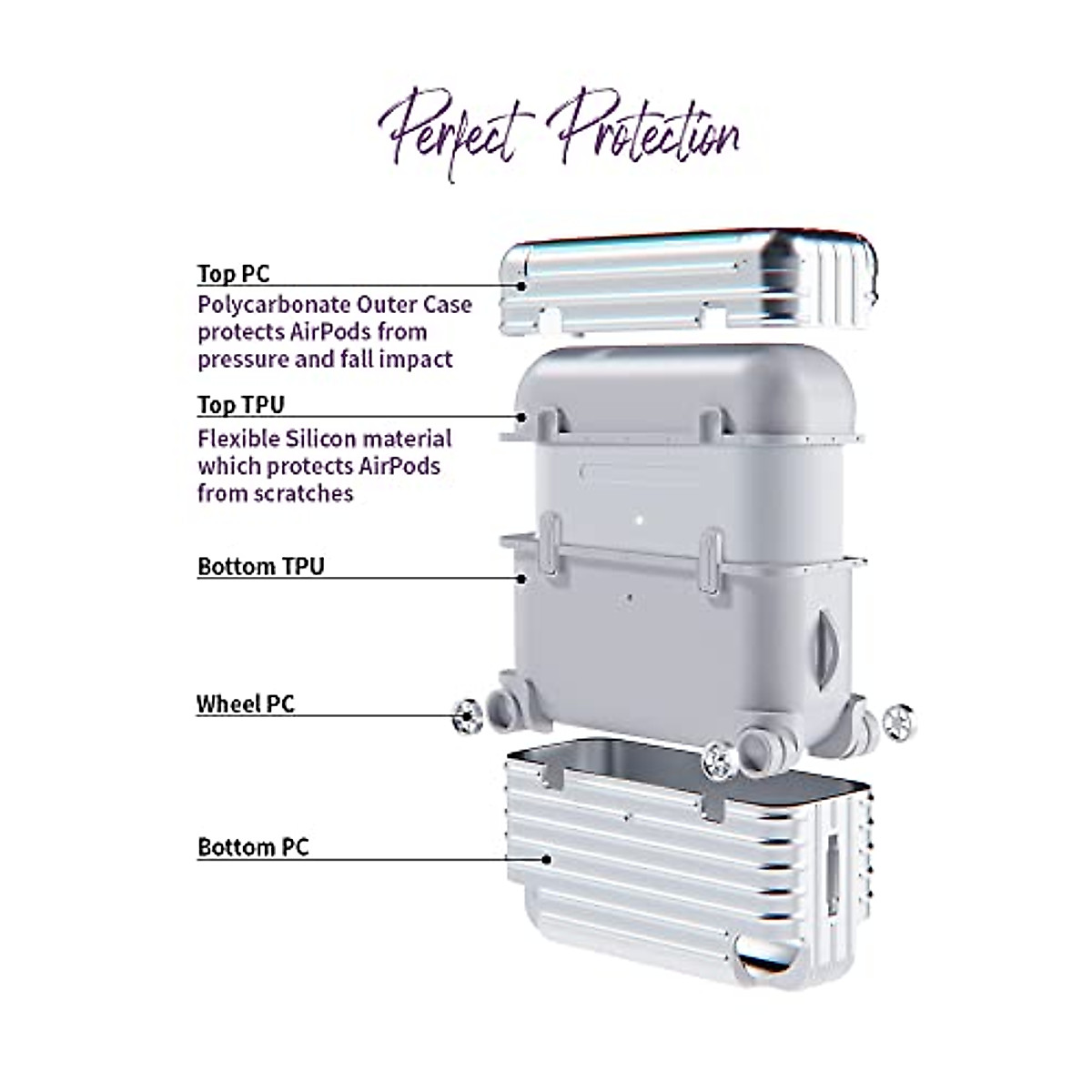 miak Airpods Pro 2nd Generation Case Cover 2022, Protective Case with Keychain for New Apple Airpods Pro Case, Silver -New-