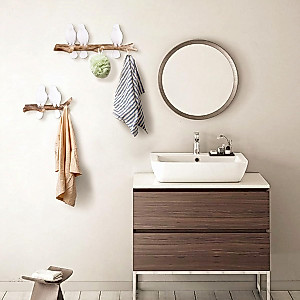 QUMENEY Creative Coat Hooks Wall Mounted Hook Rack, Birds Hooks Coat Hanger Rack, Vintage Wall Hanging Hooks Entryway Hanger for Keys, Towels, Coats, Hats (White 2 Bird)