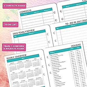 2023-2024 Planner Refills - Planner Refills 2023-2024, 2023-2024 Weekly & Monthly Planner Refills, A6 Planner Inserts, 3.75 x 6.75 inch, 6 Holes, 2023-2024 Planner Inserts from Jul.2023-Jun.2024, A6 Planner Refills - Watercolor Ink