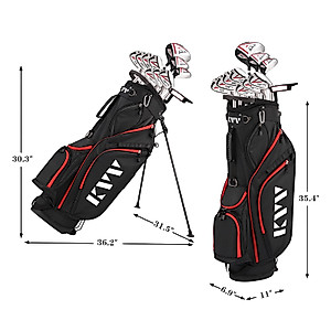 KVV Men’s Complete Golf Clubs Package Set Includes Driver, Fairway, Hybrid, 5#-P# Irons, Putter, Stand Bag, Head Covers, Right Handed