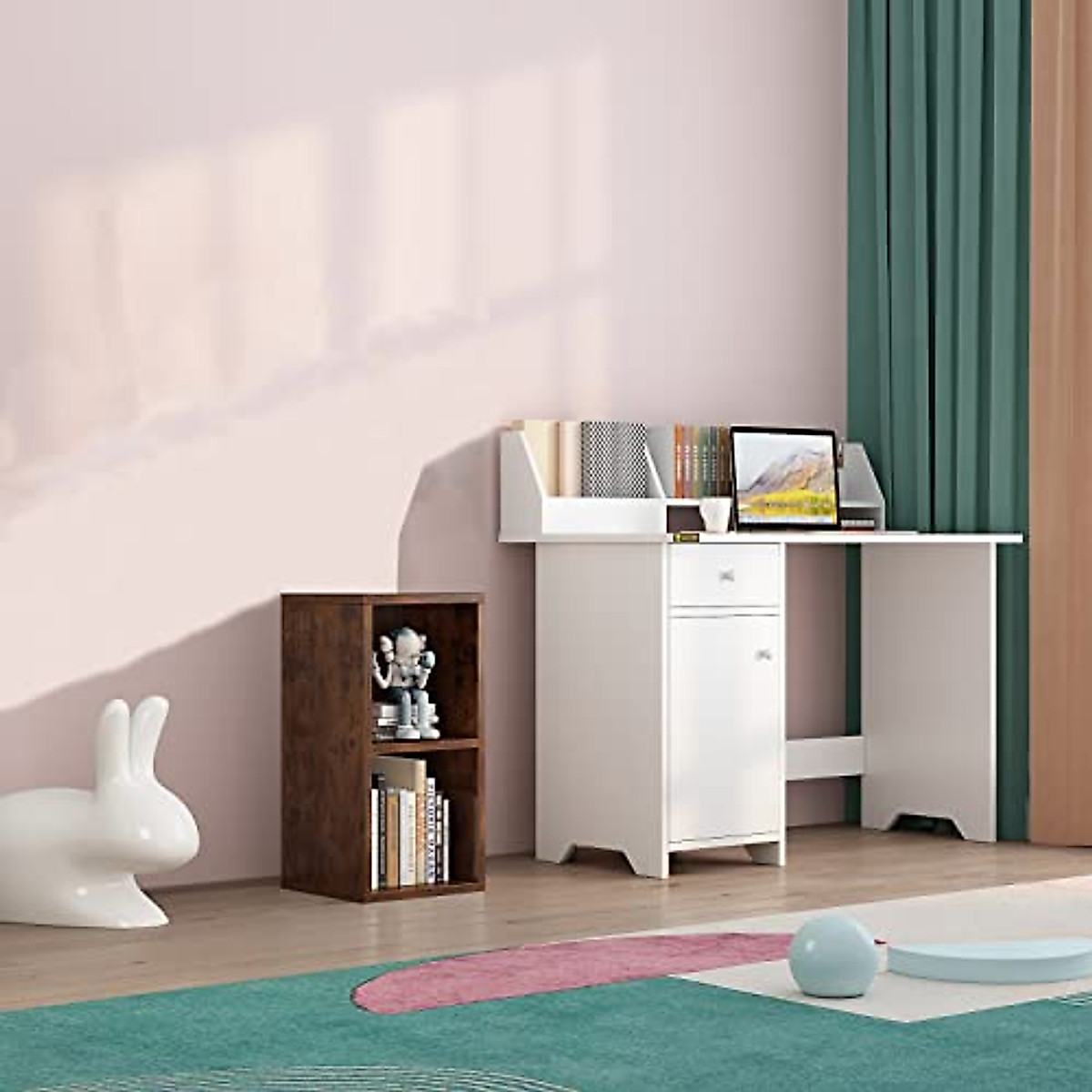 ALISENED Small Bookshelf, Wooden Stackable Cubby 2 Cube Shelf, Modern Small Spaces Storage Organizer Bookcase Display Rack for Bedroom, Library, Living Room, Home, Office Decor,Brown
