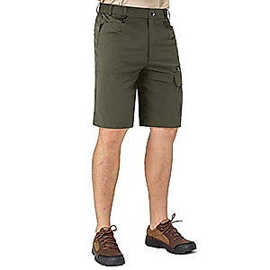 CRYSULLY Men's Outdoor Quick Dry Cargo Shorts Summer Climbing Shorts with Pockets Army Green