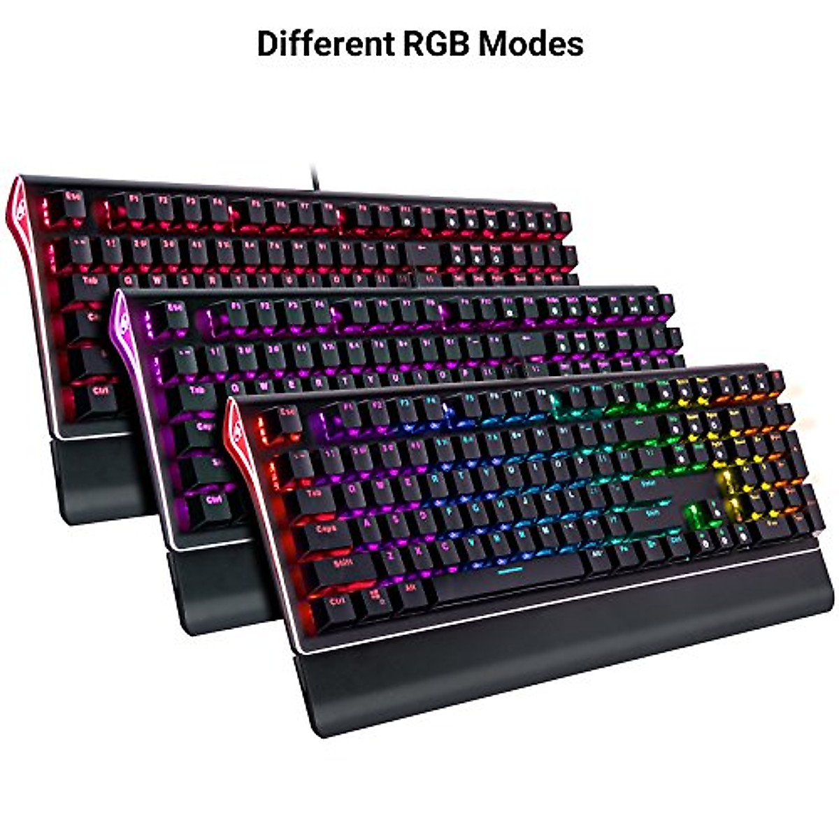 Rosewill Mechanical Gaming Keyboard, RGB Backlit Clicky Computer Mechanical Keyboard for PC, Laptop, Mac, Rainbow LED Modes with Side Backlight & Software Suite for Customization – Brown Switch
