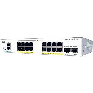 Cisco Catalyst 1000-16T-2G-L Network Switch, 16 Gigabit Ethernet Ports, 2 1G SFP Uplink Ports, Fanless Operation, Enhanced Limited (C1000-16T-2G-L)