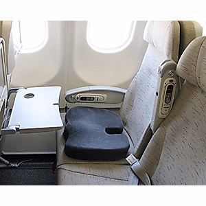 TravelMate Gel-Enhanced Memory Foam Seat Cushion – Perfect for Office Chair & Car Seat Cushion – Helps Relief from Tailbone Pain – Reduce Pressure on Coccyx & Hip – Non-Slip Washable Cover