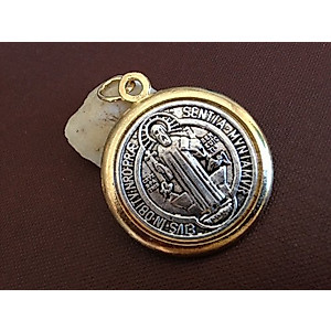 hand made St Benedict Jubilee Exorcism Medal 1.5 inch Two Tone with Prayer Card/MRT/Medal Pendant/medalla de San Benito en Dos tonos con tarjetita de oracion