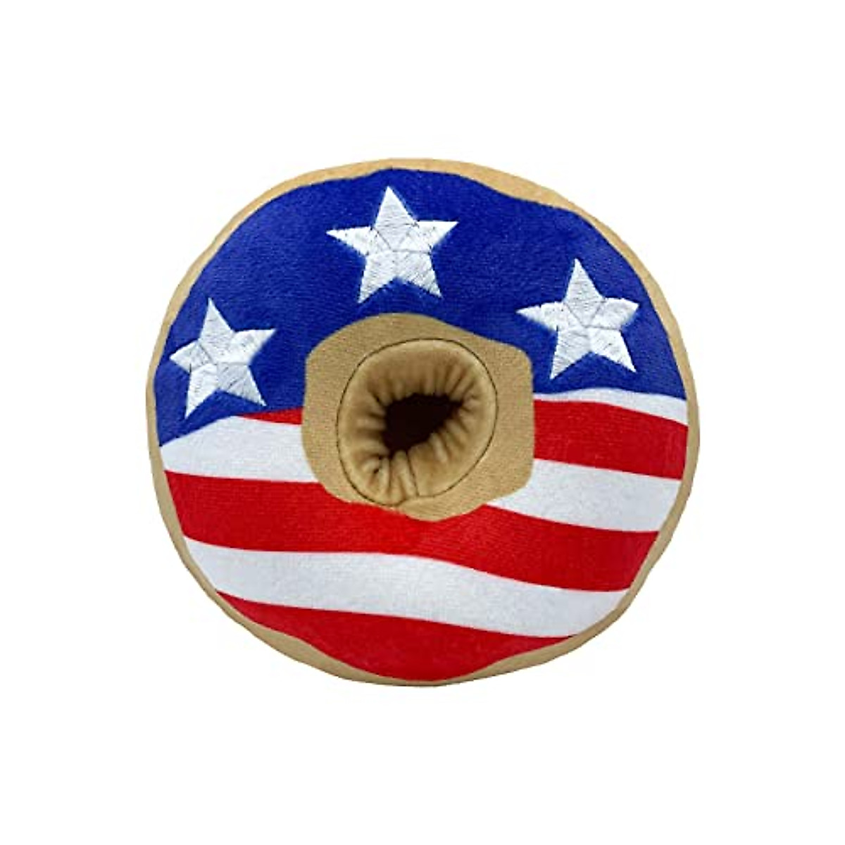 Huxley & Kent H&K for Dogs Power Plush | Stars & Stripes Donut (Small) | 4th of July Funny Dog Toy | Dog Toy with Squeaker | Dog Gift | Fun, Durable, and Safe | Squeaky Dog Toy
