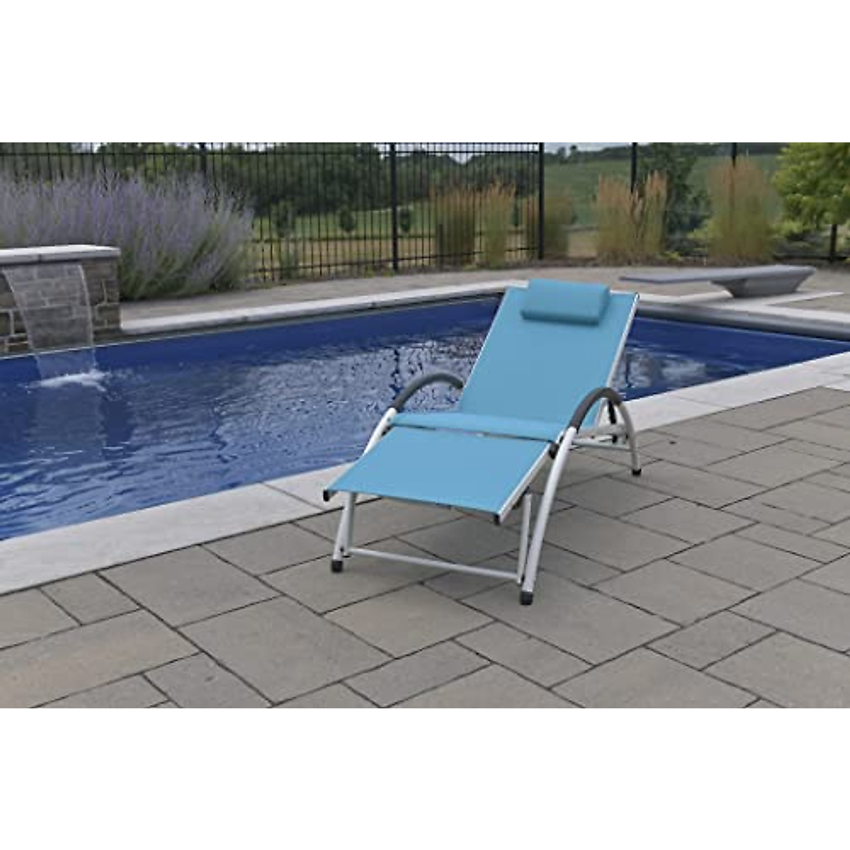Vivere DKDSUN-TT Aluminum Dockside Sun Lounger, True Turquoise