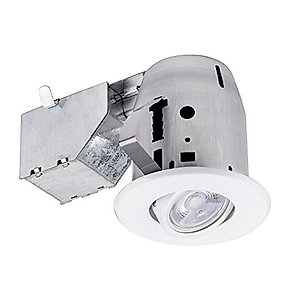 Globe Electric 3" LED IC Rated Swivel Round Trim Recessed Lighting Kit, White Finish, Easy Install Push-N-Click Clips, Bulb Included, 3.25" Hole Size 90717