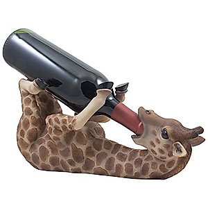 Drinking Giraffe Wine Bottle Holder Statue in African Jungle Safari Sculptures and Figurines Decor & Wildlife Animal Wine Racks and Stands Gifts