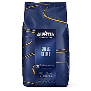 Lavazza Super Crema Whole Bean Coffee Blend, Medium Espresso Roast, Pack of 2