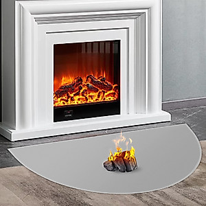 Hearth Rugs for Fireplaces Fire Resistant, 42 x 24 inch Fireproof Fireplace Mat Hearth Rug, Hearth Pads for Wood Stove Fireplace Indoor Outdoor, Protect Floors Carpets from Sparks Embers-Grey, 1mm