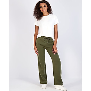 Real Essentials Womens Fleece Open Women Sweatpant Bottom Sweatpants Running Pant Baggy Wide Leg Jogging Sweats Bottoms Teen Lounge Active Ladies Warm Pants Casual Athletic Sweat, Set 7, L, Pack of 3