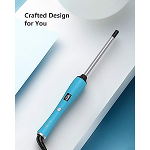 Terviiix Small Barrel Curling Iron Wand, 3/8 Inch Thin Curling Wand Iron for Short & Long Hair, Argan Oil and Keratin Infused Ceramic Tiny Curler with Digital Adjustable Temperature & Auto-Off, 9mm