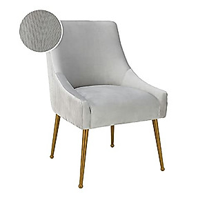 TOV Furniture Beatrix 19" Transitional Velvet Side Chair in Light Gray
