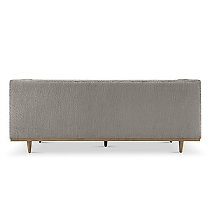 CHERS 79 Inch Sofa Couch with Button Tufted Back, Vintage Mid Century Modern Sofa, Fabric Upholstered Loveseat, 2-Seater Couches for Living Room, Bedroom, Office, Square Arms, Solid Wood Legs, Gray