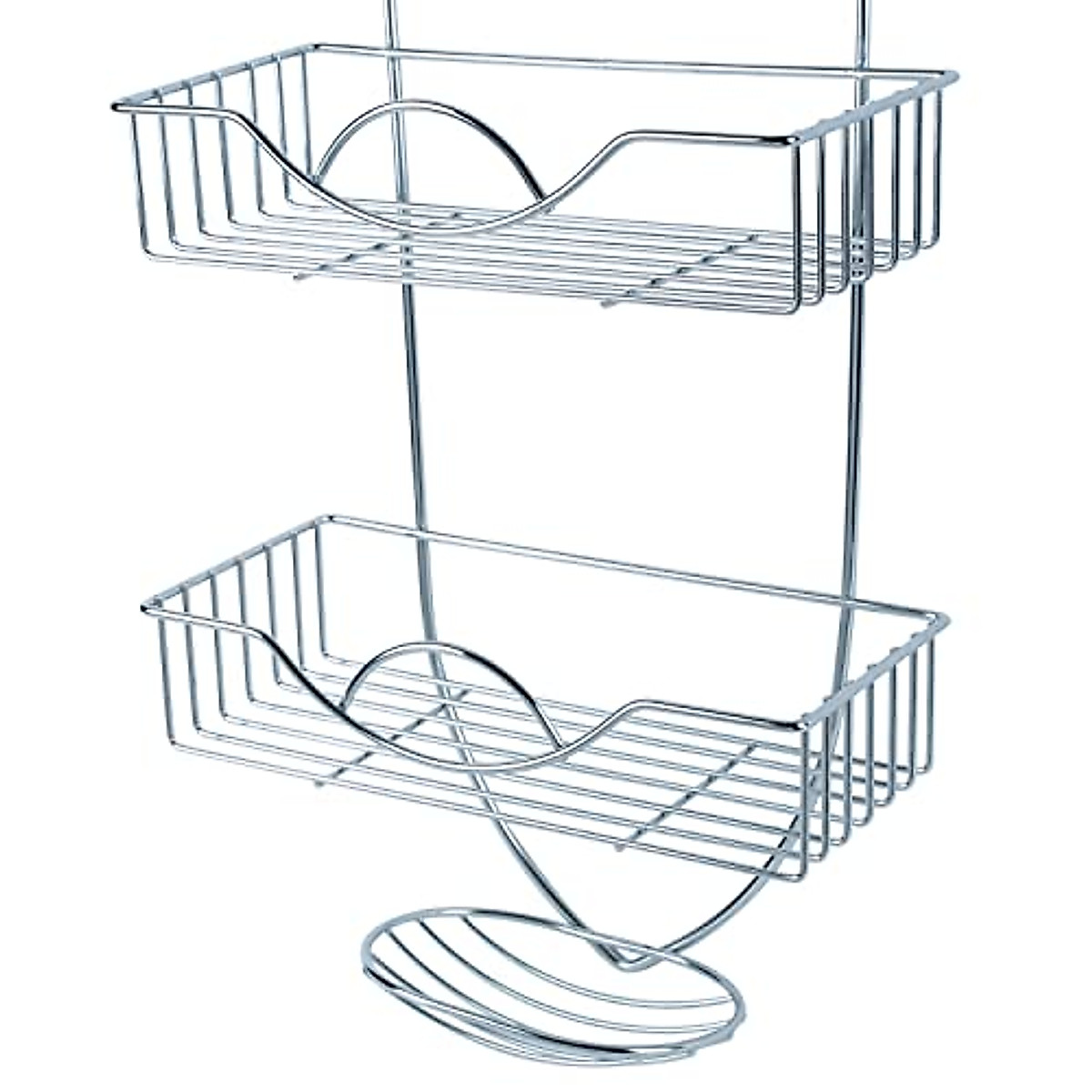 Bath Bliss 2 Tier Rainbow Design Shower Caddy | Over the Shower Head | Bathroom Organizer | Shampoo and Soap Holder | Rust Resistant | Chrome