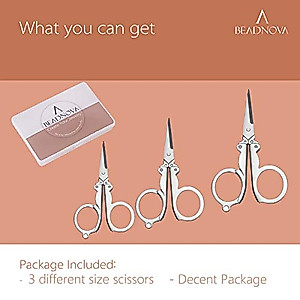 BEADNOVA Folding Scissors with Keychain Stainless Steel Travel Portable Scissors for Craft, Camping, Outdoors (3pcs, Assorted)