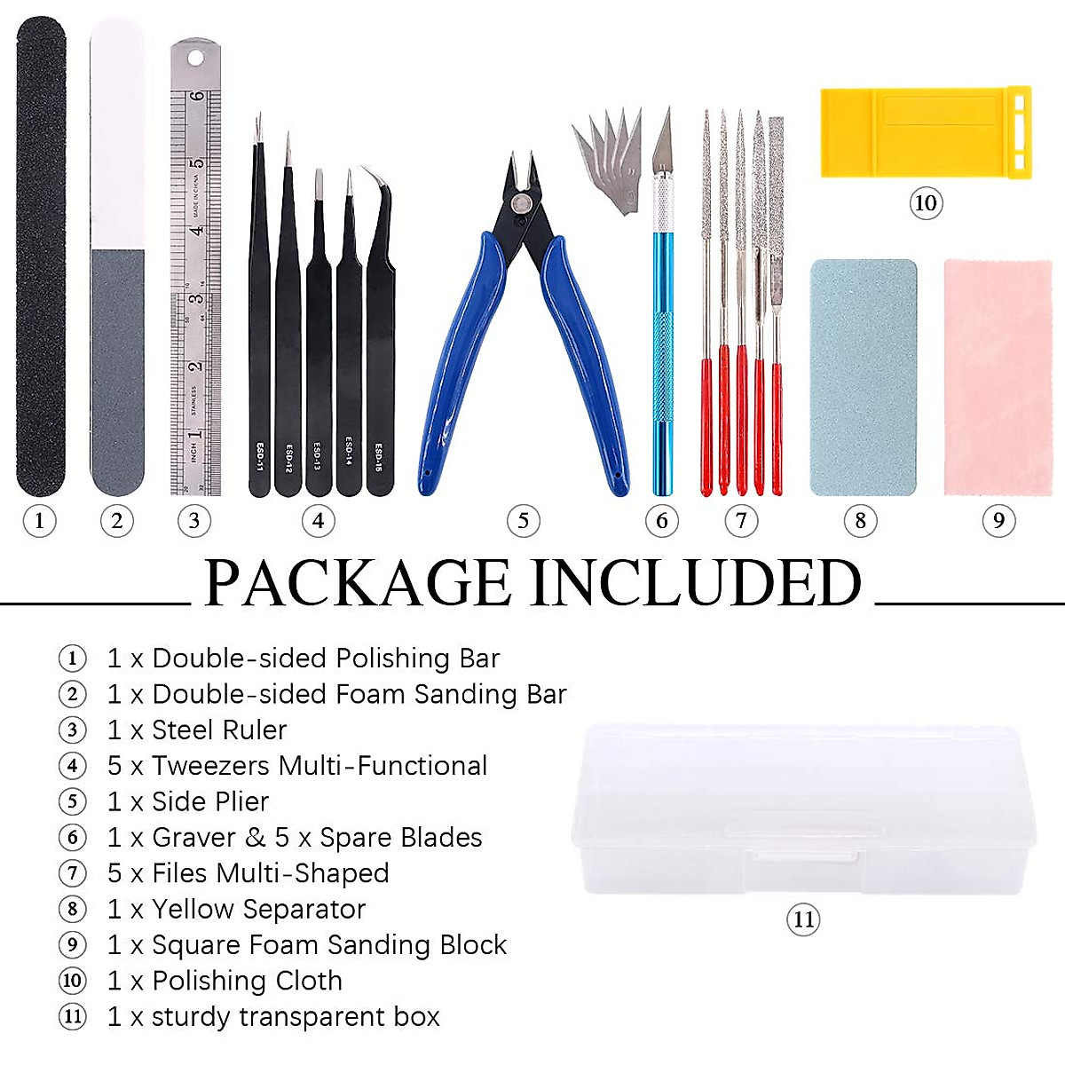 Keadic 26-Pieces Professional Gundam Modeler Basic Tools Craft Set Hobby Building Tools Kit with Box for Basic Model Building
