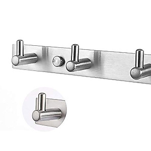 Sagmoc Towel Hook Rack Brushed Nickel 17-Inch Coat Hook Rail Wall Mounted with 7 Heavy Duty Hooks, Durable Wall Hangers for Bedroom, Bathroom, Foyer, Hallway (304 Stainless Steel)