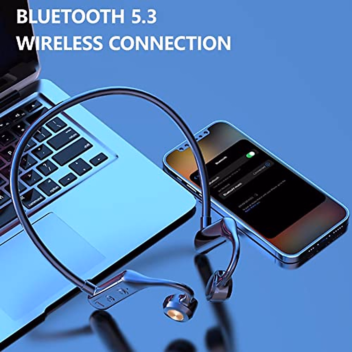 Wireless Bluetooth 5.3 Bone-Conduction Headphones Wireless Earbuds Bluetooth Headset Sport, 3D Stereo Sound,Long Standby Time Compatible with iOS & Android