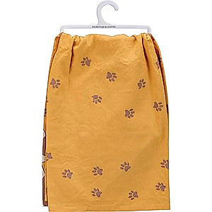 Primitives by Kathy Cotton Dish Towel Set - Cat and Dog Design, Kitchen/Bathroom Decor, Tea Towels, 28"x28", Yellow,Black, Brown, Cream, Red, Small