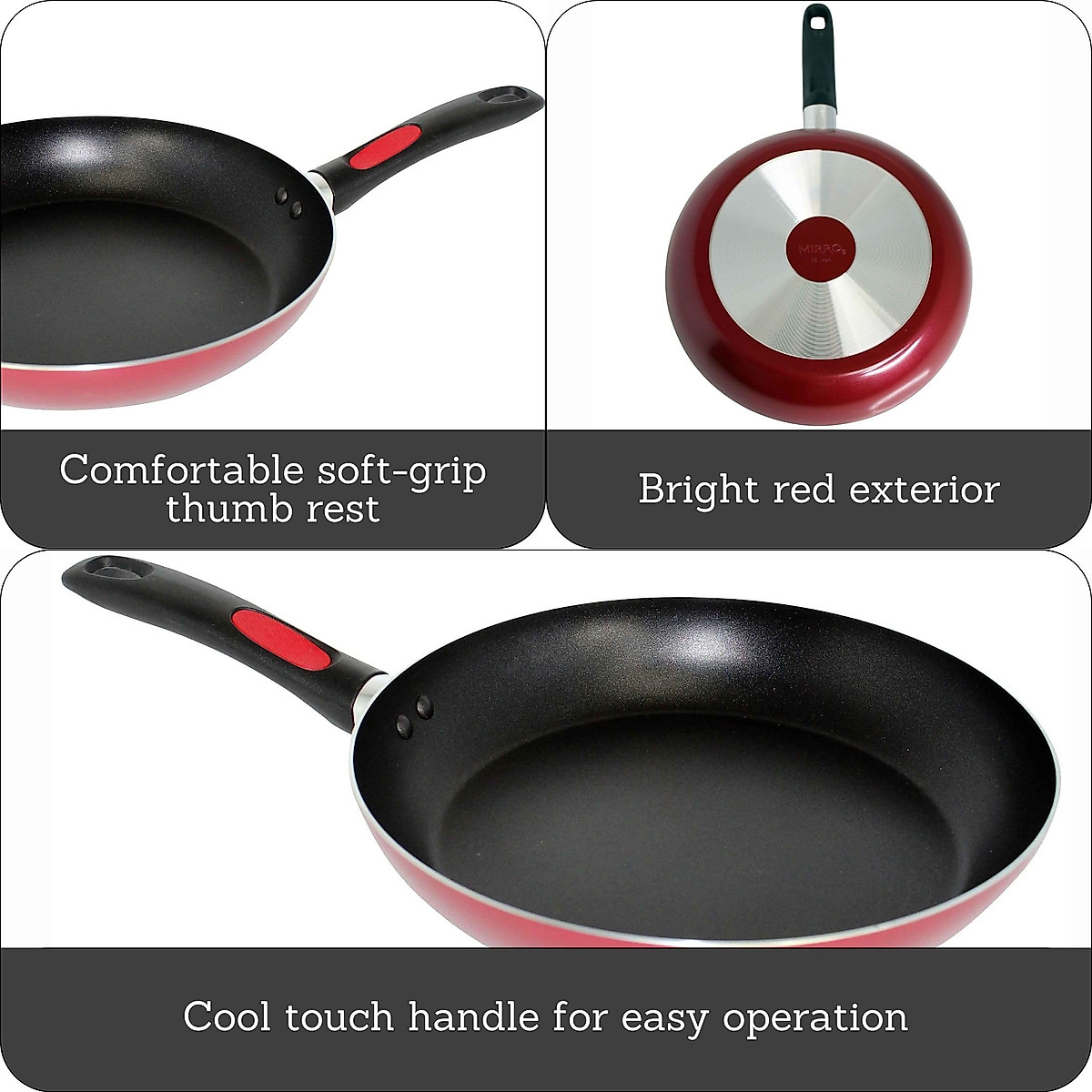 Mirro A79605 Get A Grip Aluminum Nonstick Fry Pan Cookware , 10-Inch, Red