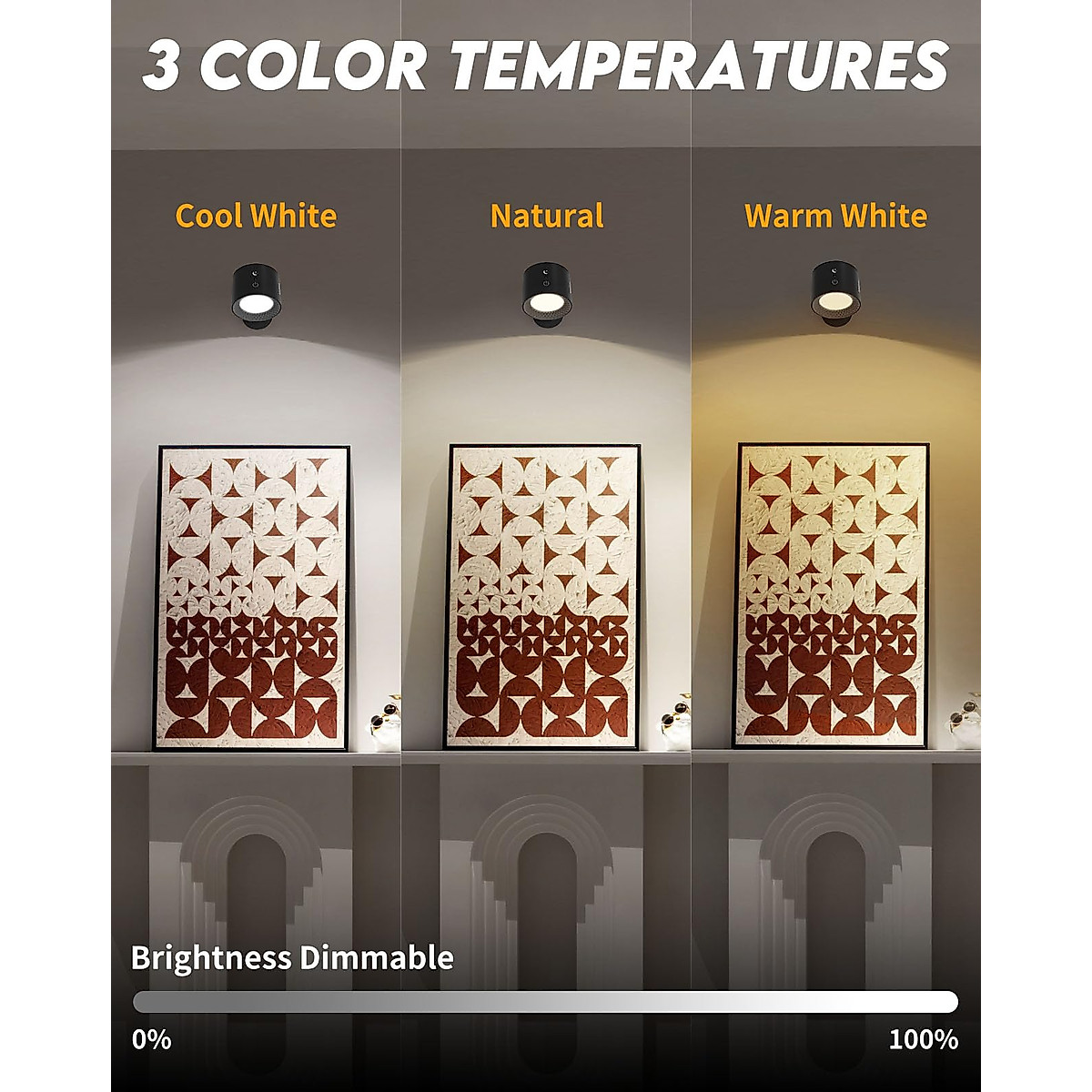 KINGTOP Battery Operated Wall Sconce, Wireless Magnetic Wall Lights with Remote, 9 Colors RGB Rechargeable Ambient Sconce, 3 Color Temp, Dimming & Removable, Wall Mounted Lamp for Bedroom