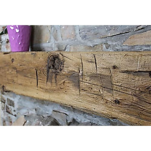 Modern Timber Craft Fireplace Mantel Shelf - Hand Hewn Wood Barn Beam - Authentic Reclaimed Wooden Rustic Shelving 48 Inches
