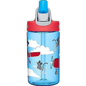 CamelBak eddy Kids Water Bottle - CamelBak Kids Big Bite Valve - Spill Proof - Water Bottle For Kids - BPA-Free Water Bottle - 12oz, Airplane Bandits
