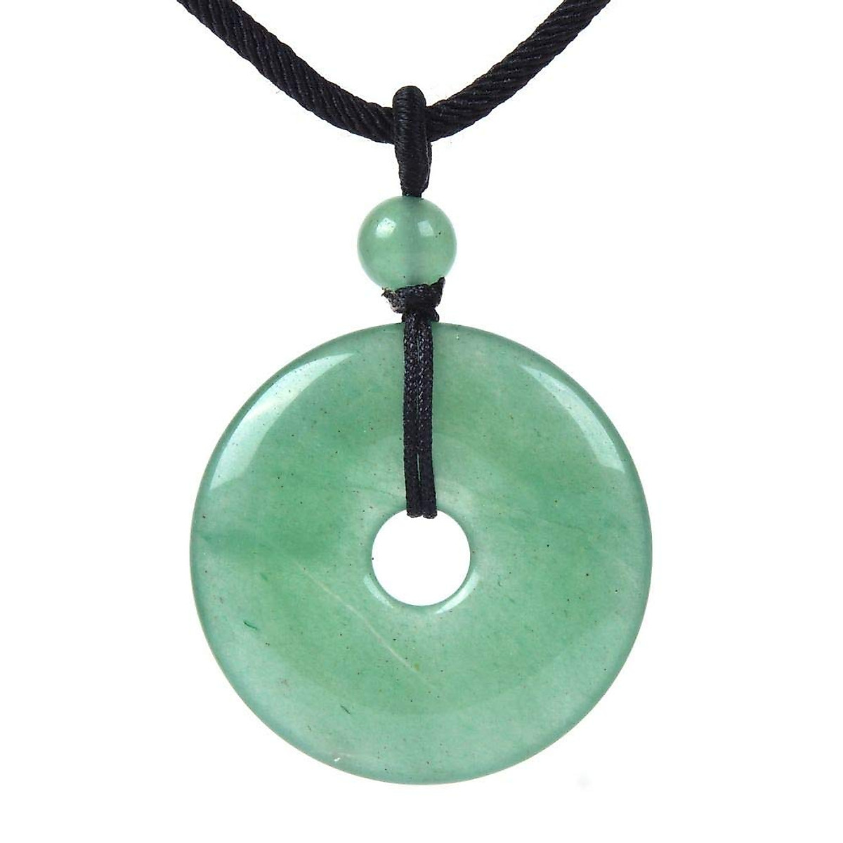 JUST IN STONES Natural Green Aventurine Gemstone 30mm Donut Beads Reiki Chakra Pendant Necklace Handmade Jewelry 22 Inch