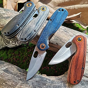 DOOM BLADE Gifts for Men Pocket Knife, Folding Knives with Pocket Clip 2.63 inches Blade Length 440C Stainless Steel Blade with Wood Handle,Lightweight,For Outdoor, Hunting, Fishing,Camping (Red)