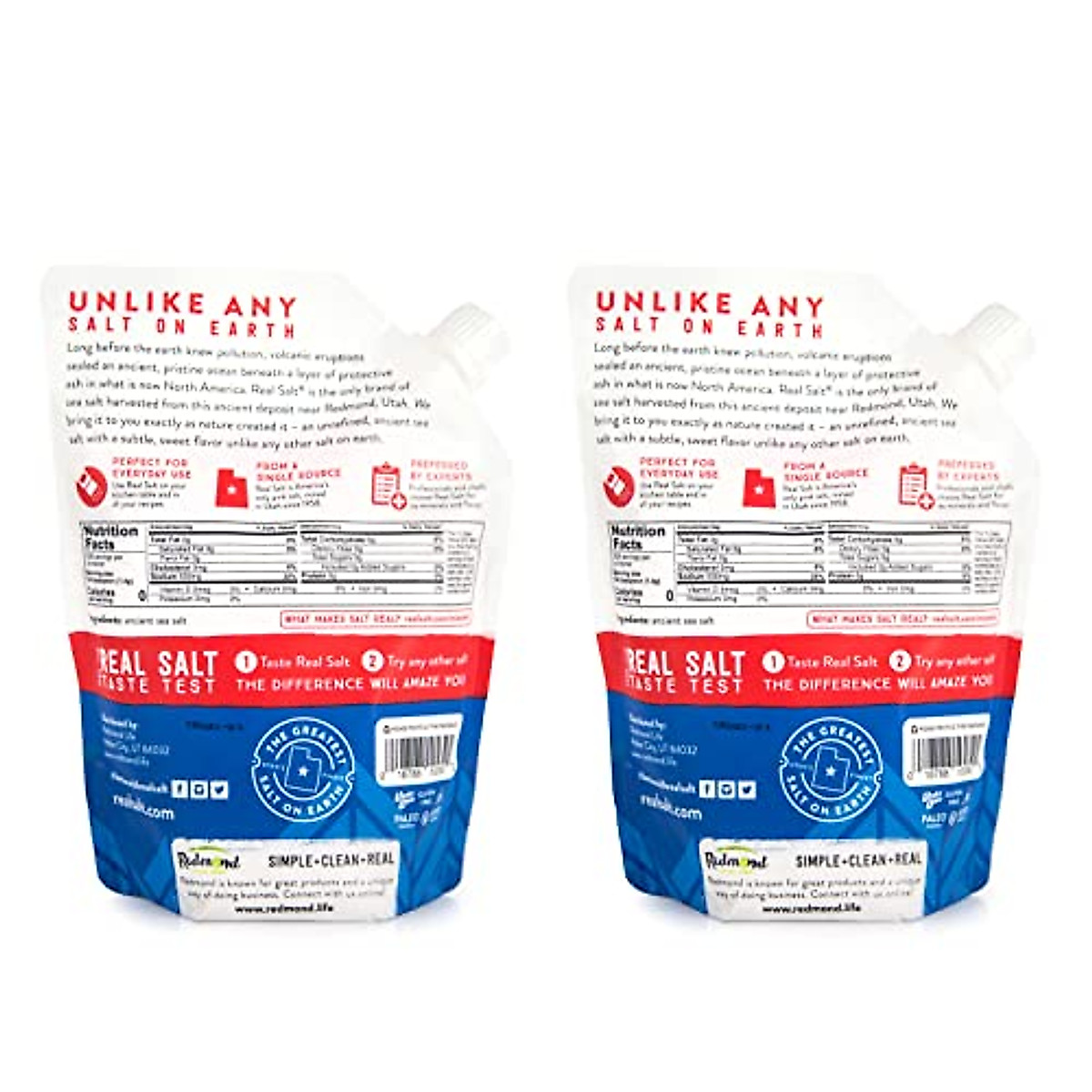 Redmond Real Salt - Ancient Fine Sea Salt, Unrefined Mineral Salt, 26 Ounce Pouch (2 Pack)