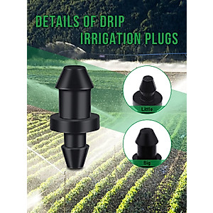 Kalolary 500 Pcs Drip Irrigation Plug, 1/4 inch Tube End Closure Irrigation Plugs Irrigation Stopper for Home Garden Lawn Supplies(Black)