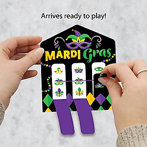 Big Dot of Happiness Colorful Mardi Gras Mask - Masquerade Party Game Pickle Cards - Pull Tabs 3-in-a-Row - Set of 12