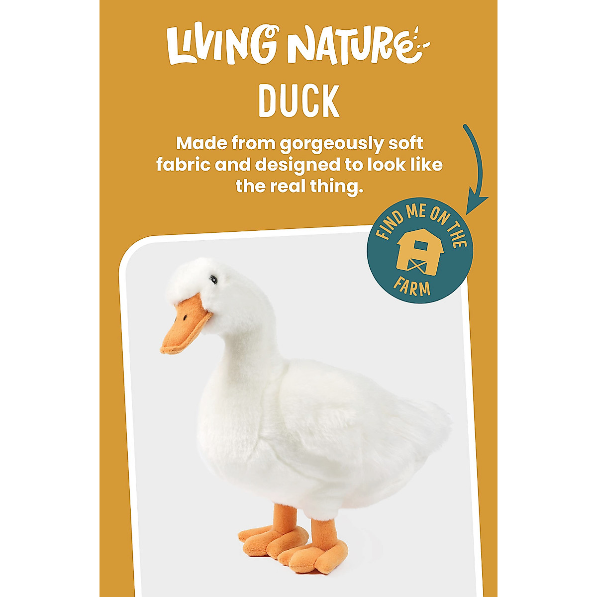 Living Nature Duck Stuffed Animal | Fluffy Duck Toy | Soft Toy Gift for Kids | 14 Inches