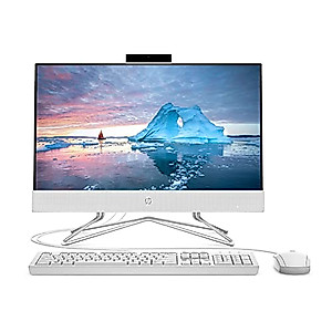 HP All-in-One Desktop Computer, 22" FHD Display, Intel Celeron G5900T, DVD-Writer, 4 USB Ports, AC WiFi, HDMI, Bluetooth, Windows 11 Home (22, 16GB RAM | 512GB SSD, White)