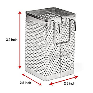 LENITH Kitchen Utensil Chopsticks Perforated Holder with Hooks - Stainless Steel Storage for Organizer Dishwasher Safe (Small Square)