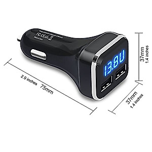 Jebsens 4.8A 24W Dual USB Car Charger Volt Meter Car Battery Monitor with LED Voltage & Amps Display, for iPhone 7 / 6s / Plus, iPad Pro/Air 2 / Mini, Galaxy S7 / S6 / Edge/Plus, Note 5/4