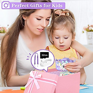 Anesky Kids Camera, Best Birthday for Girls/Boys Ages 3 4 5 6 7 8 9 10 11 12, Kids Digital Camera for Toddler with Video, Toy Camera for 3-12-Year-Olds Kids with 32GB Card - Purple