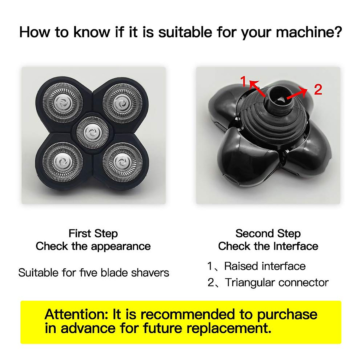 Men's Electric Shaver Replacement Heads 5 Head Fiveblade for Men Shaver Wet & Dry Compatible Waterproof Multi Functional(DT2)