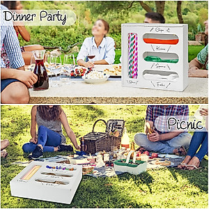 Unistyle Plastic Straws Holder,Bag Clips Organizer,Plastic Spoon Holder,Fork,Knives Clips,Straws Holder,Plastic Cutlery Utensil Holder,Disposable Dish Holder for Wedding,Party,BBQ