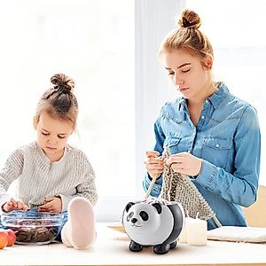 Wyleaves Sheep Ceramic Yarn Bowl Knitting Yarn Ball Holder Handmade Craft Knitting Bowl Storage Crocheting Accessories and Supplies Organizer, Ceramic Yarn Bowl, Panda/Sheep