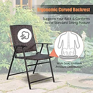 Safstar 4-Piece Patio Folding Chair Set, Portable Rattan Chairs with Steel Frame for Garden Backyard Party Wedding