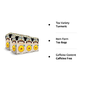 Newman's Own Organic Turmeric Ginger Herbal Tea, Caffeine-Free, Savory & Spicy Flavors Combined For The Perfect Cup Of Tea, 6 Pack Of 20 Tea Bags Individually Wrapped, 120 Teabags Total