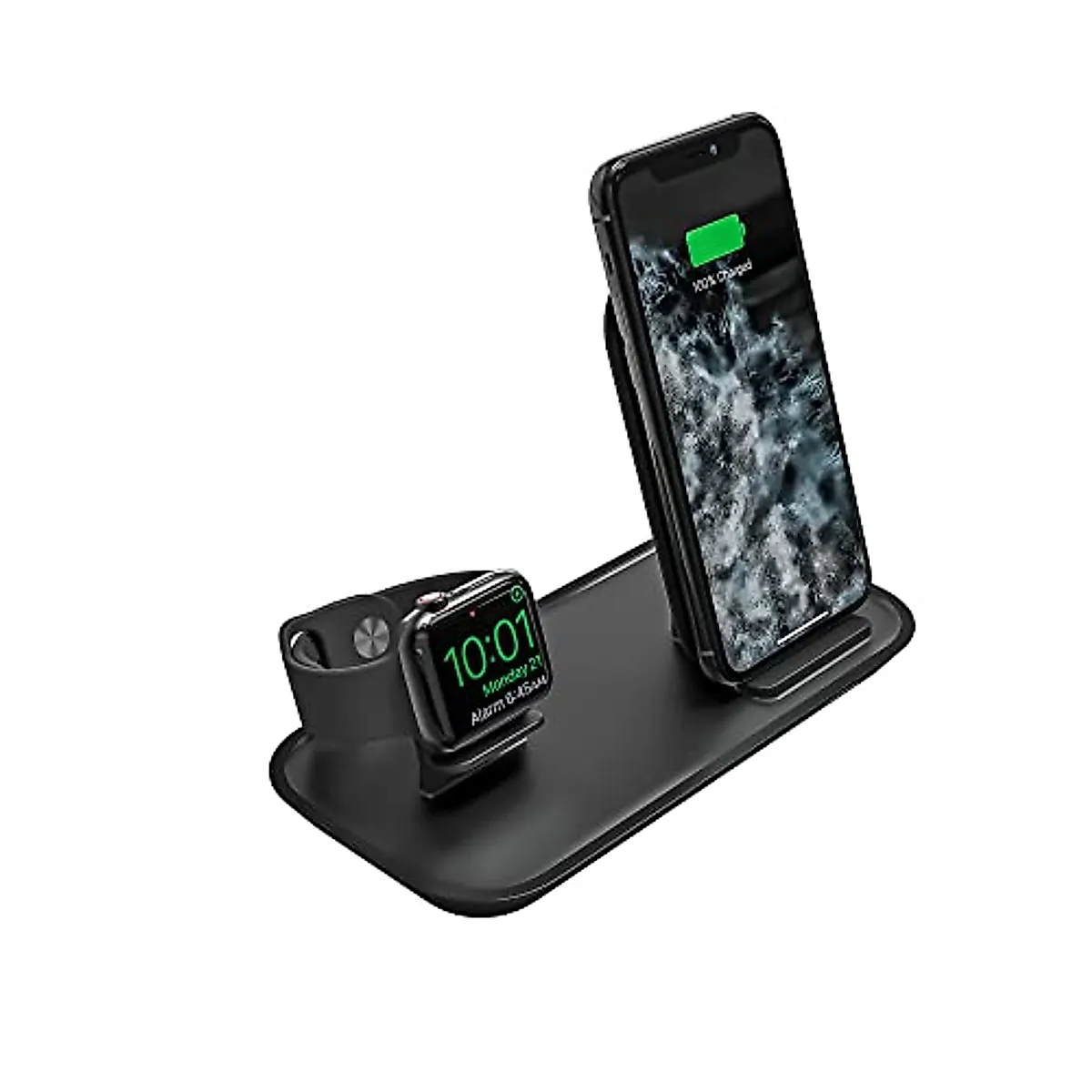 mophie 2-in-1 Wireless Charging Stand - MFI Certified Charger Pad for iPhone and Apple Watch with Additional USB Port for Airpods