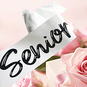 4Pcs White Senior Sash 2025 Satin with Black Glitter Letters - Senior Cheerleader 2025 Sash - 2025 Graduation Celebrations Sashes - Senior Cheer Sash - Class Competition Sashes - White Black
