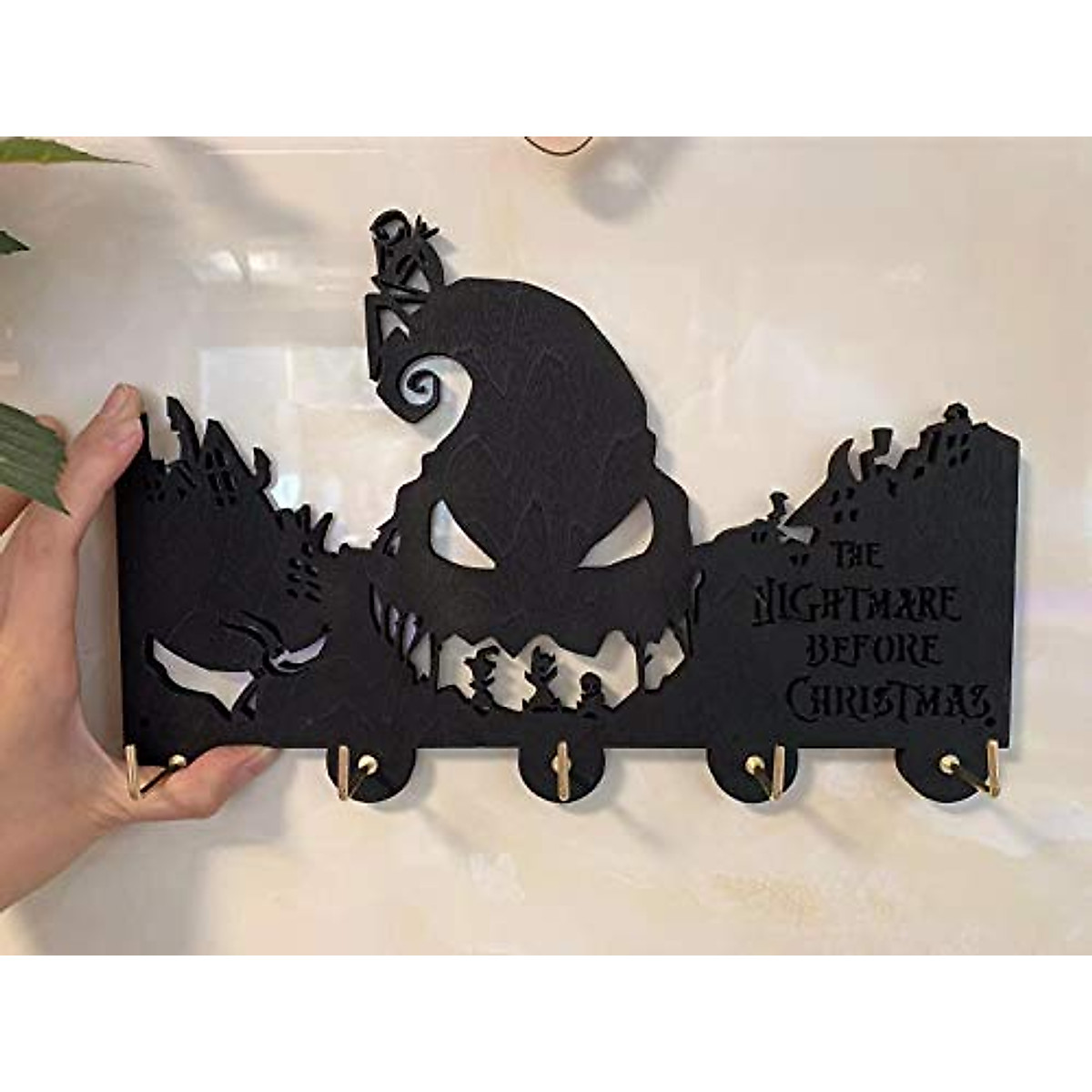 Nightmare Before Christmas Key Hooks-Jack Skellington Wall Hooks Heavy Duty 20LB(Max),Jack Wall Décor,Wood Coat Hooks, Key Holder,Key Hanger for Wall、Entryway and Kitchen
