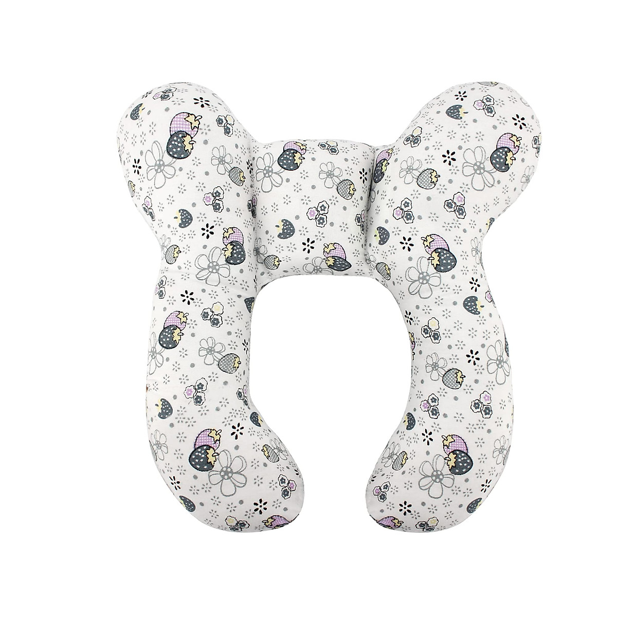 WENDSIM Baby Travel Pillow ，Baby Head Neck Body Support Pillow for Newborn Infant Toddler，Baby Travel Pillow for Pushchair,Car Seat,Travel (Strawberry Flower)