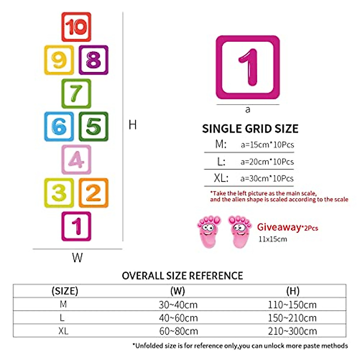 Haokaini 10 Number Lattice Floor Sticker Wall Decals Funny Number Hopscotch Game Wall Sticker for Baby Room Bedroom Classroom Ground Corridor Nursery